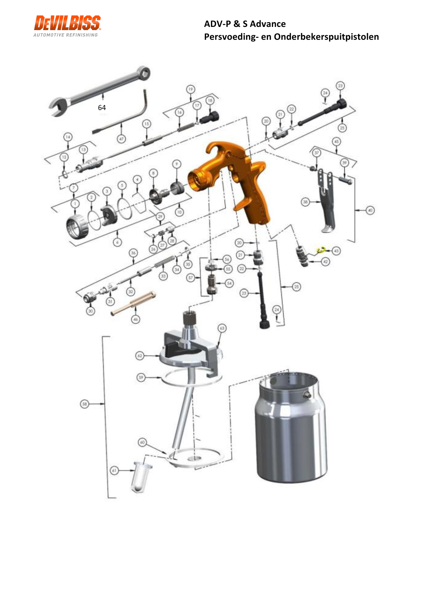 Devilbiss HD Advance onderbeker - Cap Devilbiss